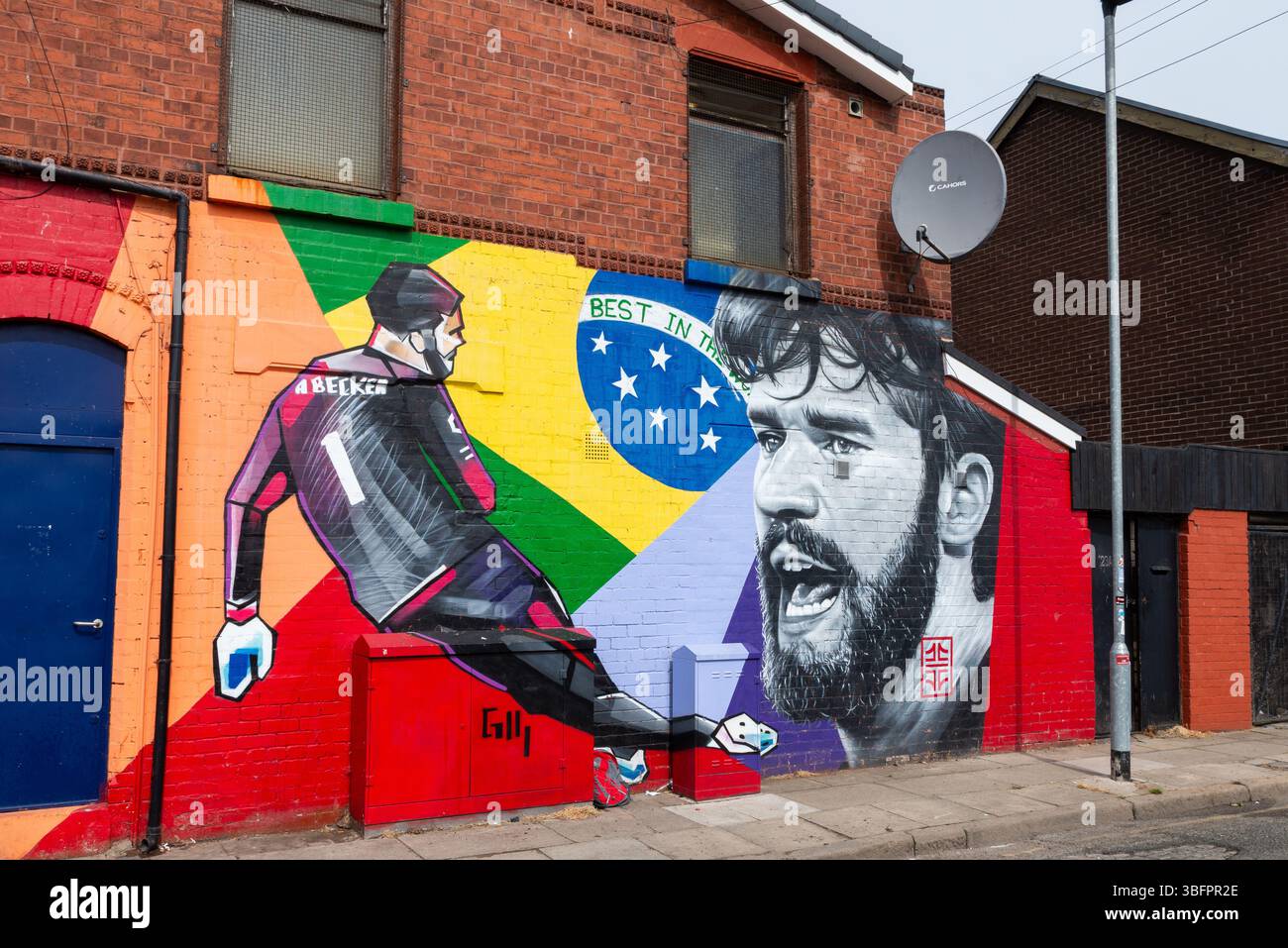 Alisson Becker graffiti art mural in Liverpool, close to the Anfield ...