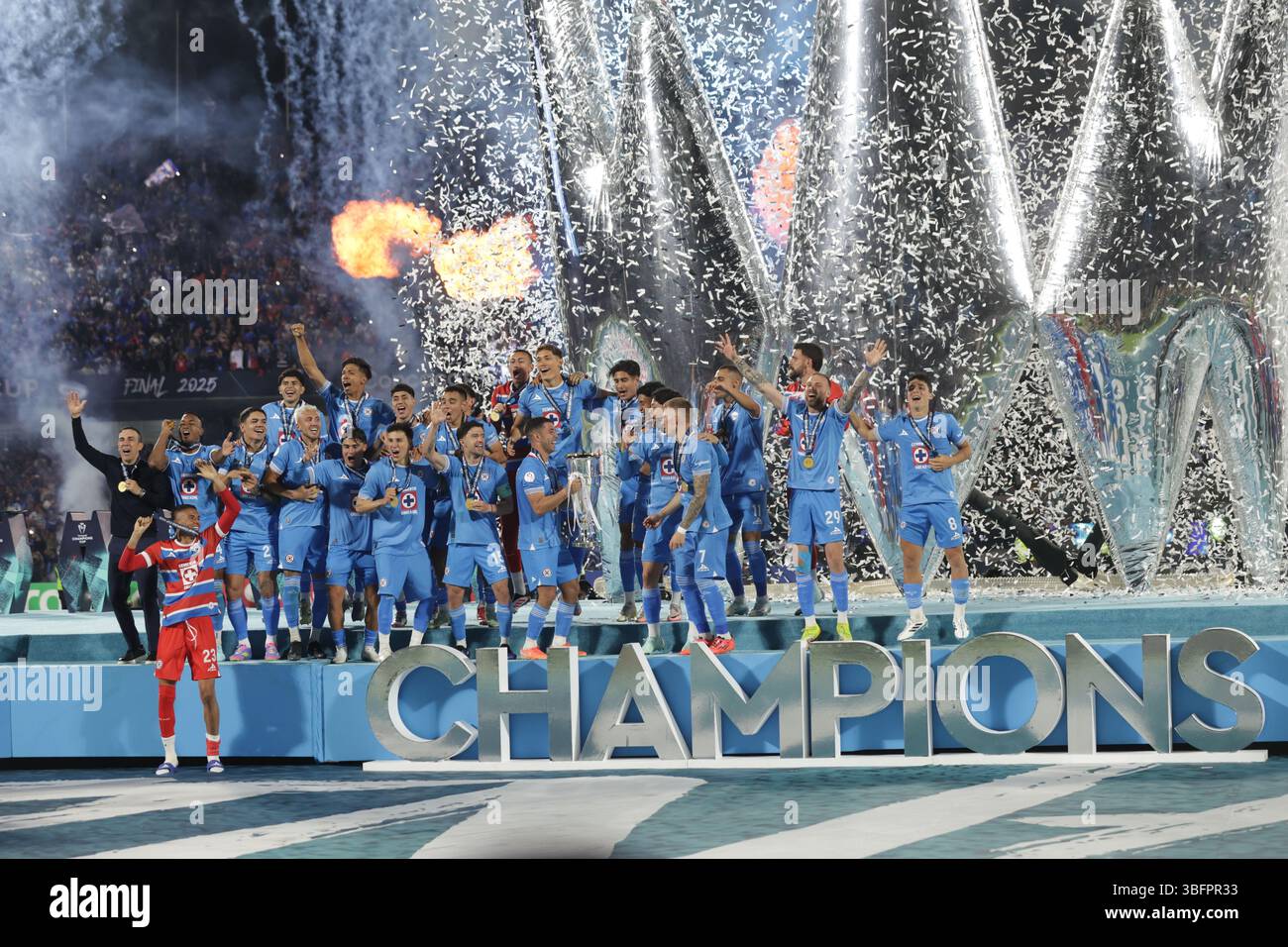Mexico City, Mexico. 01st June, 2025. Cruz Azul teammates celebrating ...