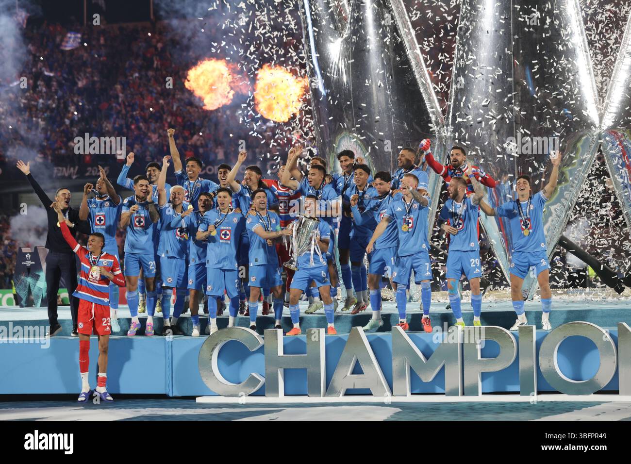 Mexico City, Mexico. 01st June, 2025. Cruz Azul teammates celebrating ...