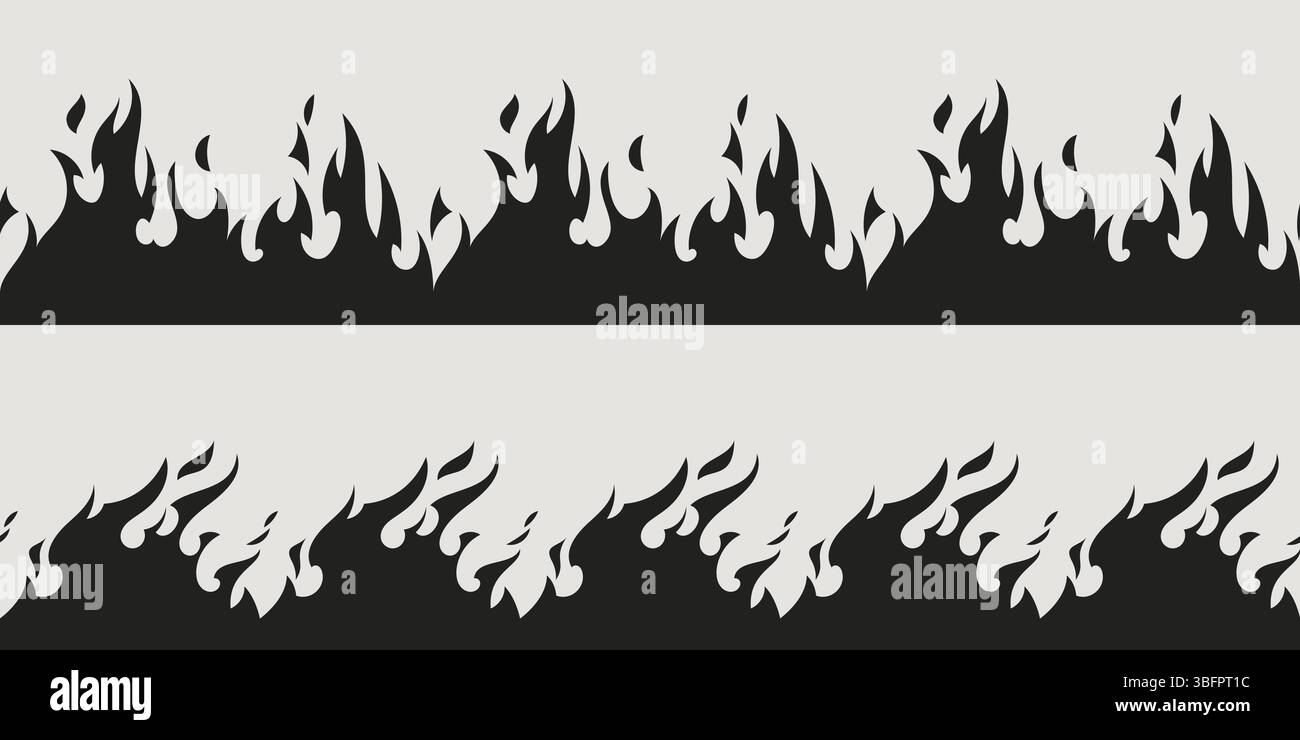 Fire border silhouette patterns - black flame shapes, burning edge ...