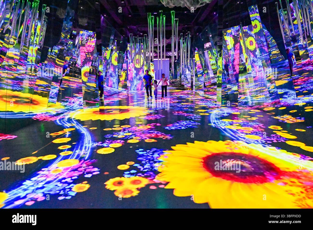 Beijing, China. 2nd June, 2025. People visit a digital light show at ...