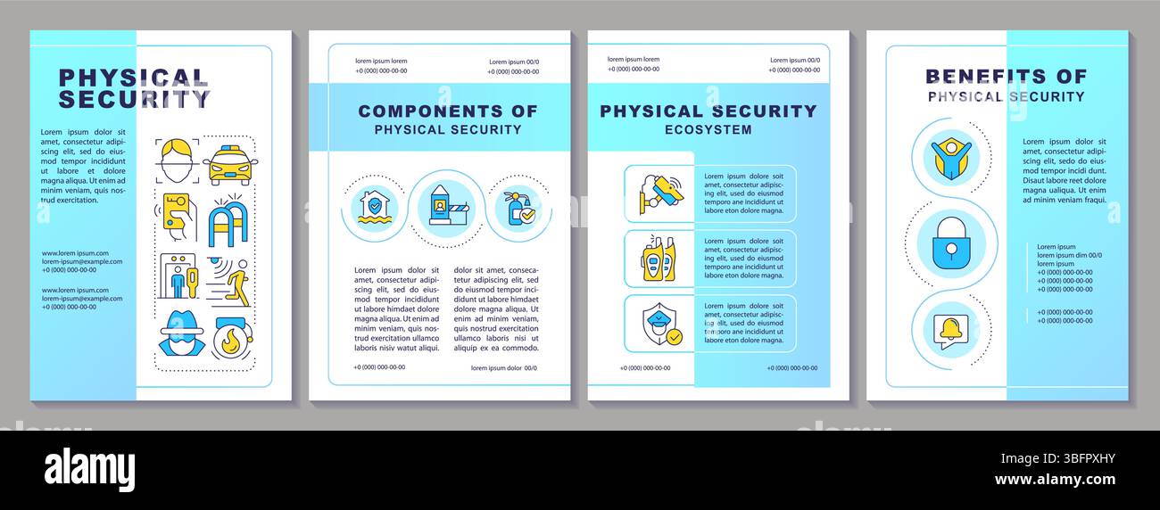 Physical security blue brochure layout Stock Vector Image & Art - Alamy