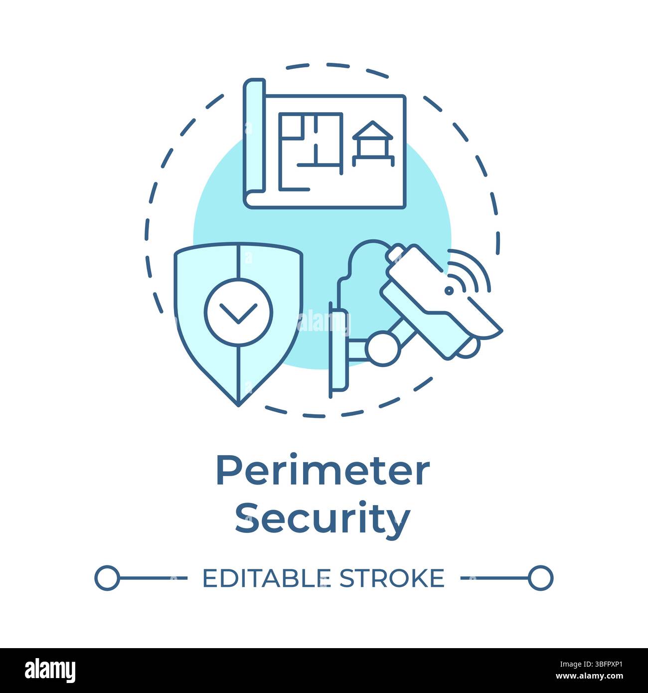 Perimeter security soft blue concept icon Stock Vector Image & Art - Alamy