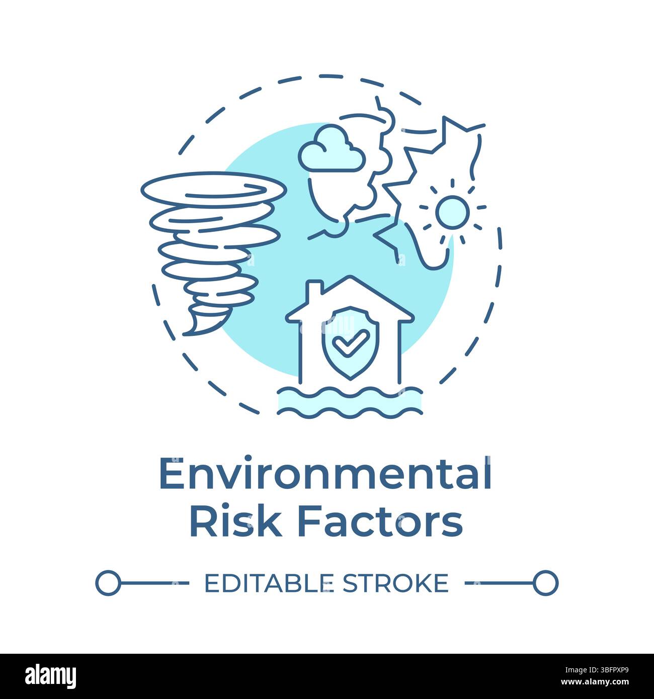 Environmental risk factors soft blue concept icon Stock Vector Image ...