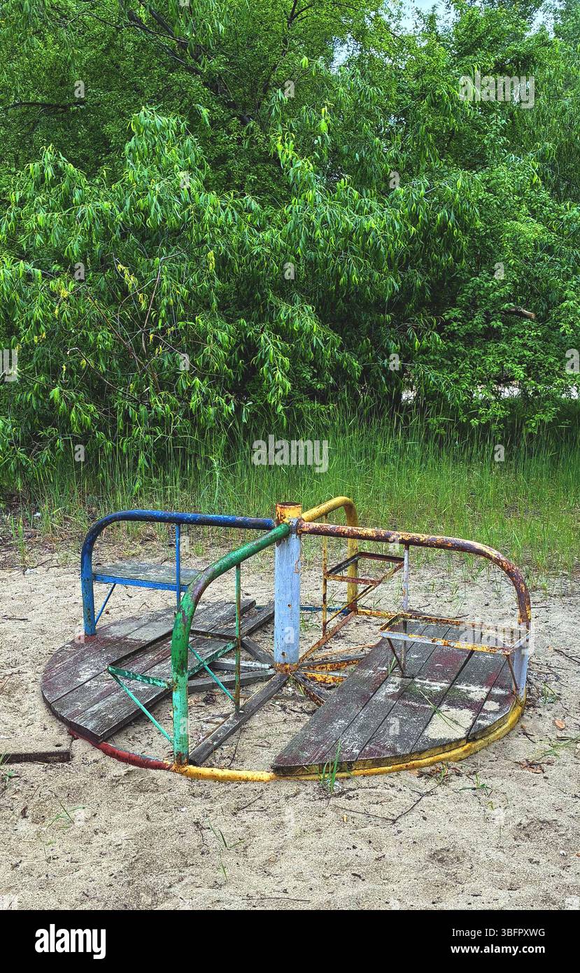 Abandoned carousel in playground hi-res stock photography and images ...