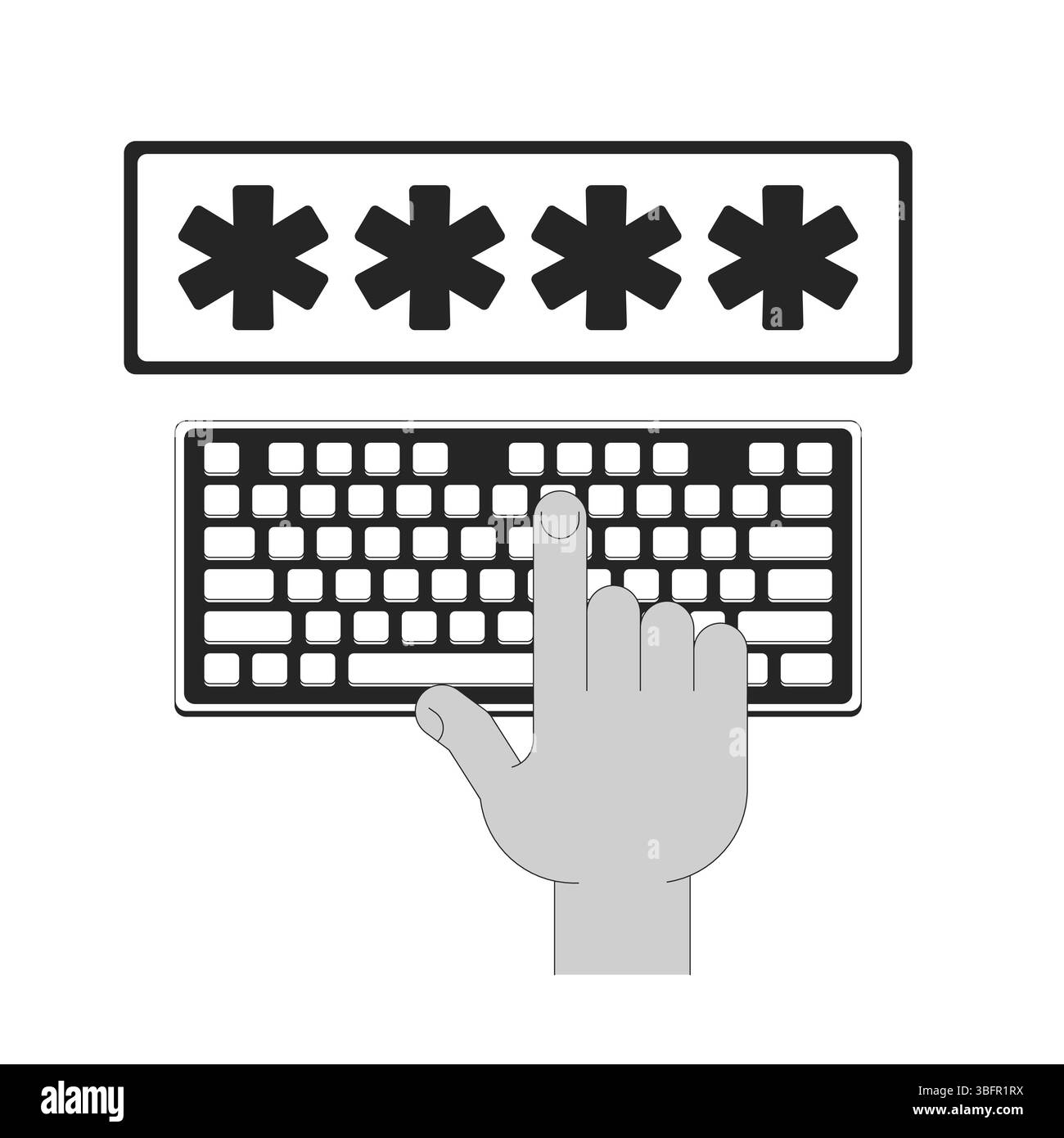 Password entry on keyboard outline illustration Stock Vector Image ...