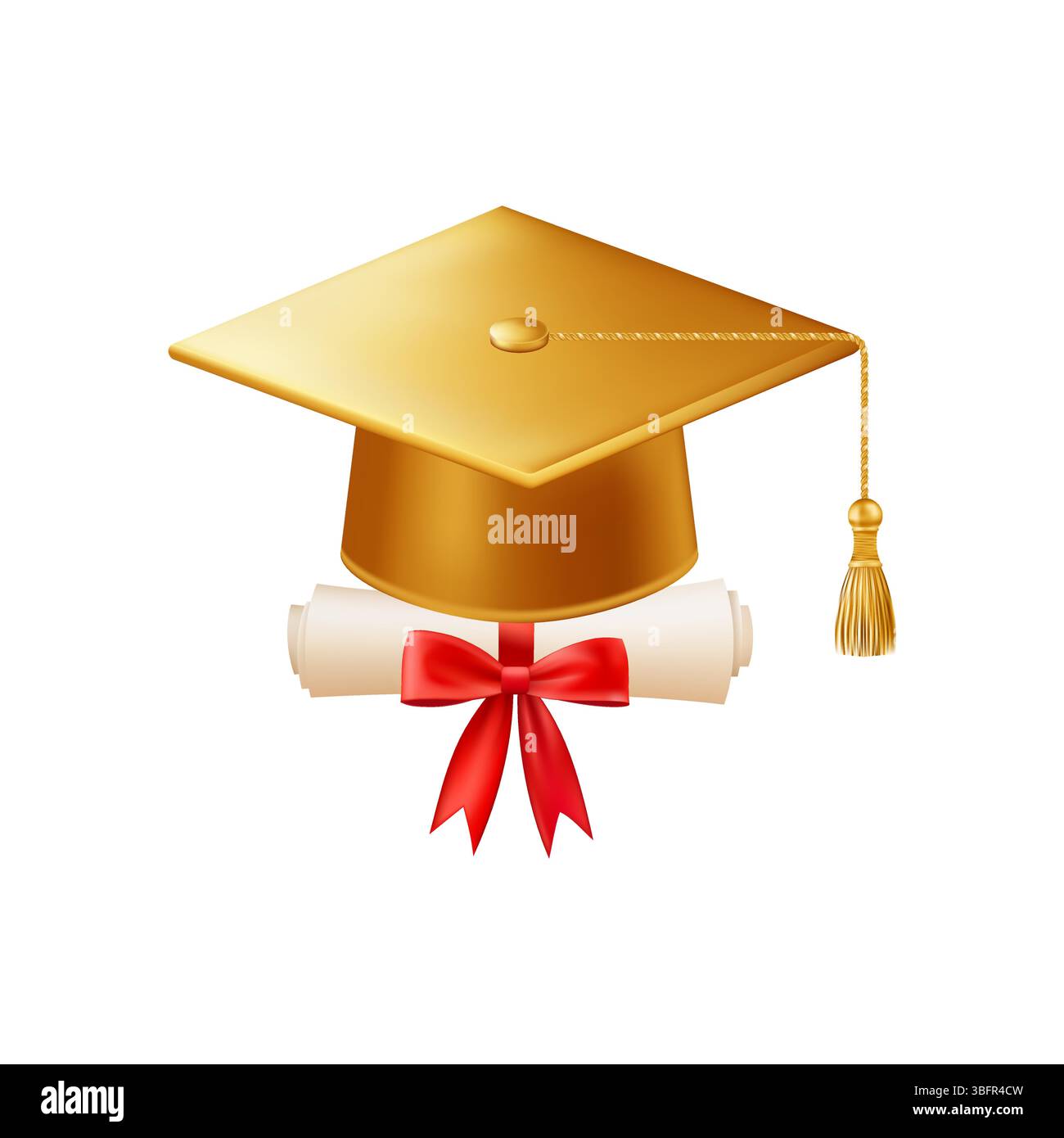 3d diploma scroll with graduate hat. Vintage roll paper Stock Vector ...