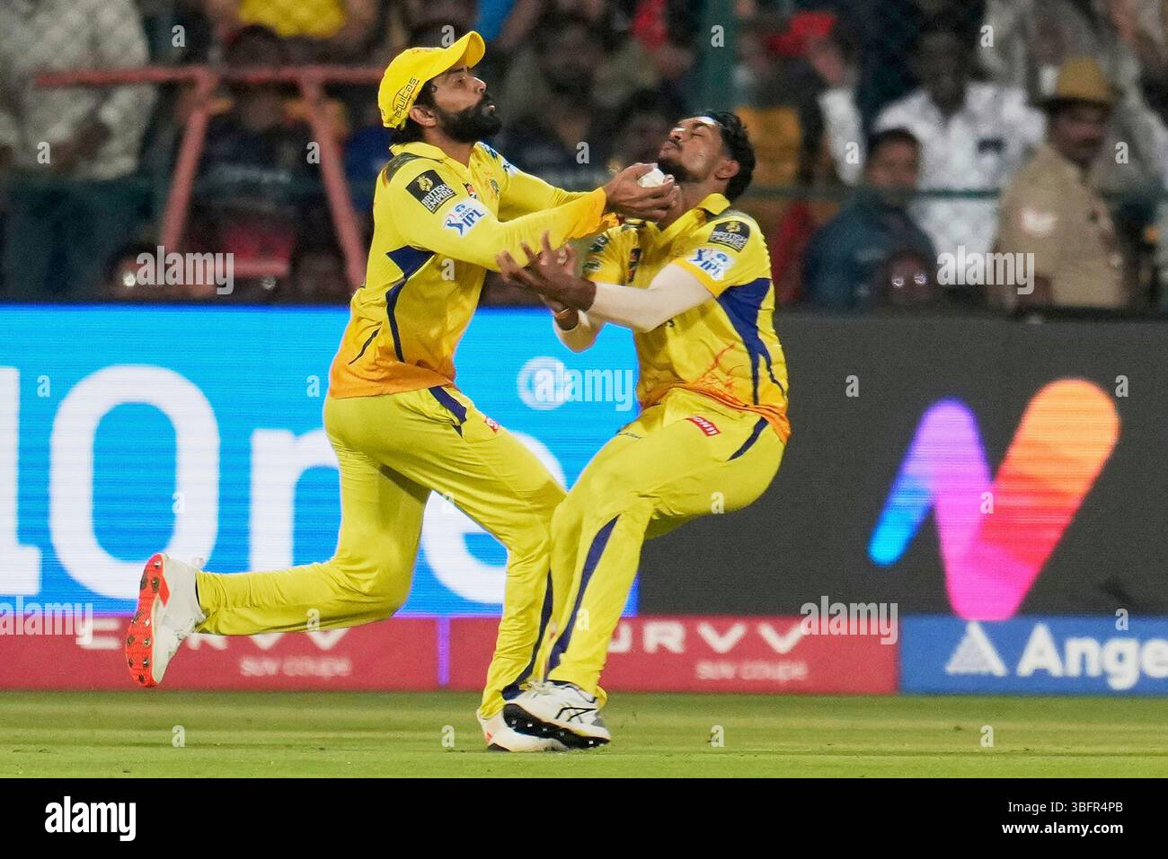 Chennai Super Kings' Ravindra Jadeja, left, and teammate Matheesha ...