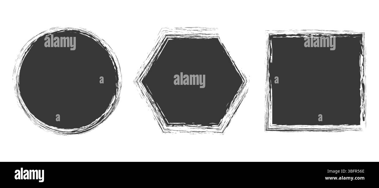 Set of rough geometric shapes silhouettes, Vector grunge brush strokes ...