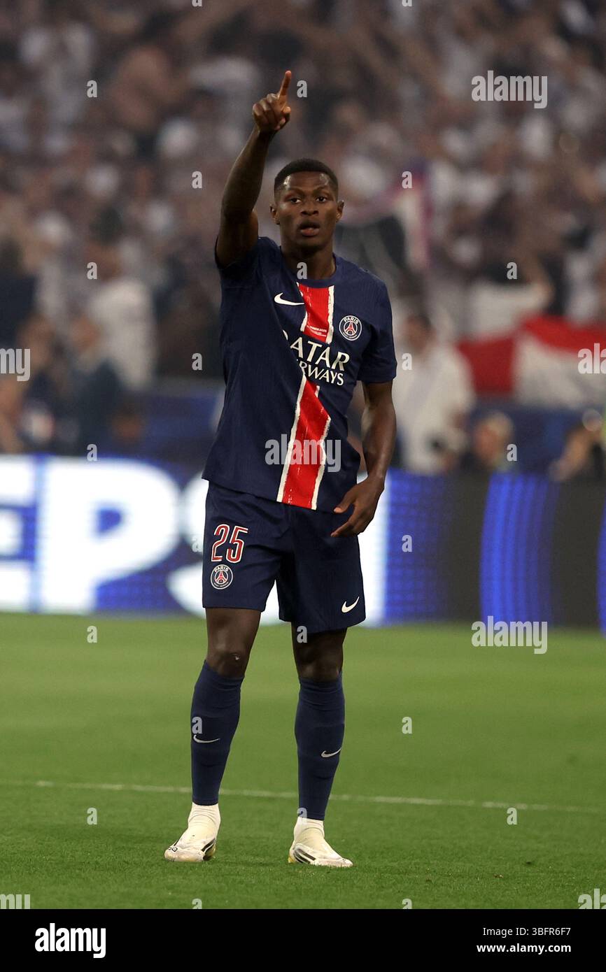 Munich, Germany May 31, 2025: Nuno Mendes of PSG in action during 2024 ...