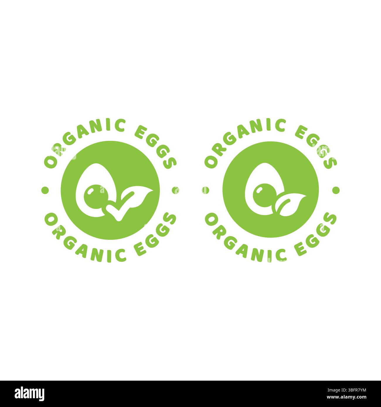 Organic eggs circle label. Organic egg vector icon with leaf and ...