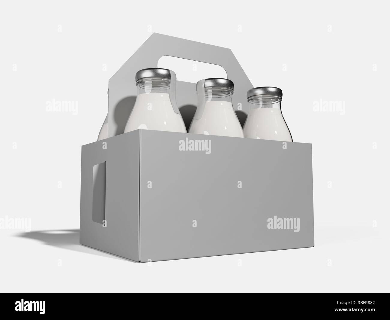 Milk Bottle Carton Holder Mockup 3D Rendering Stock Photo - Alamy