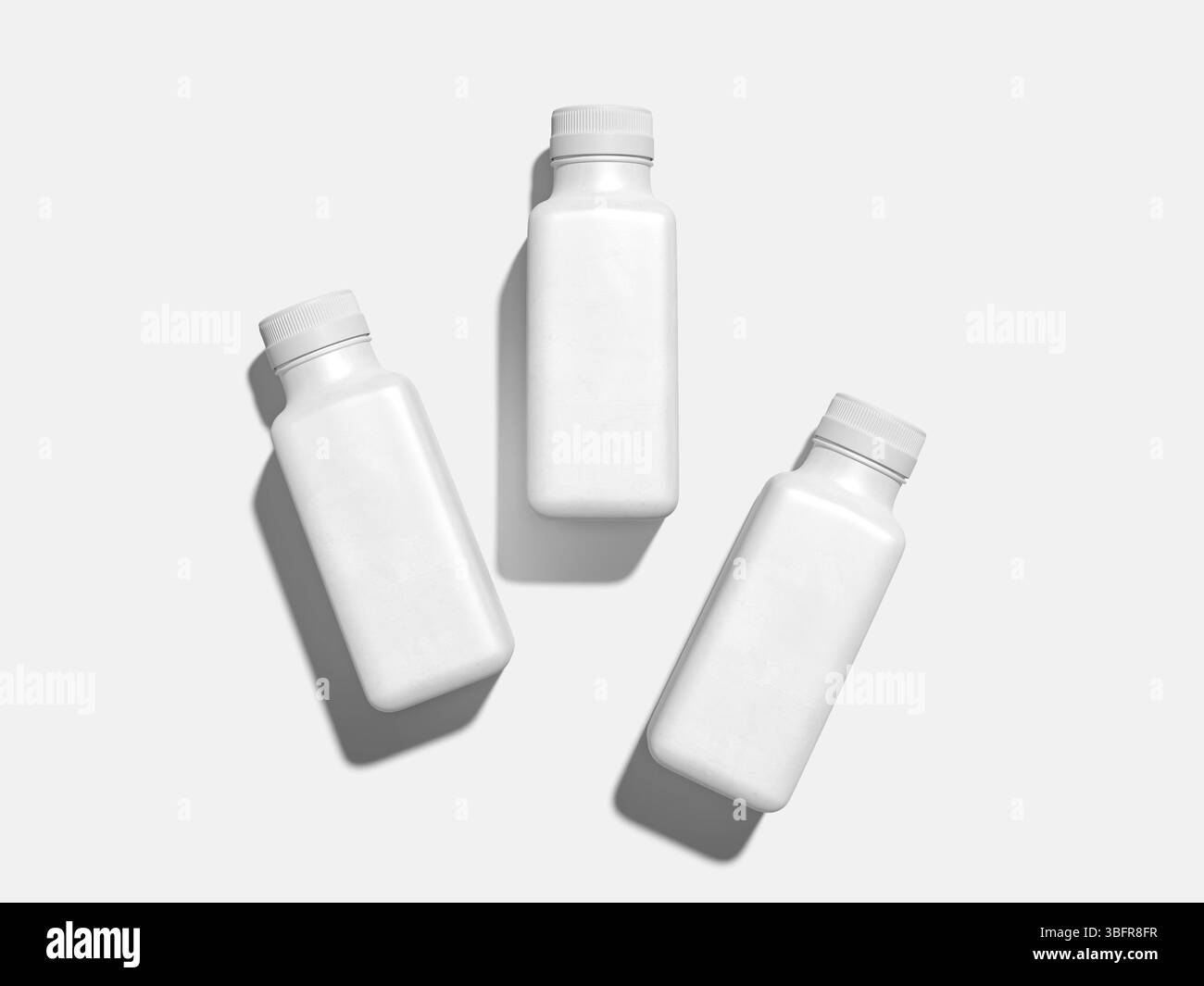 White Blank Rectangular Shape Juice Bottle Mockup 3D Rendering Stock ...