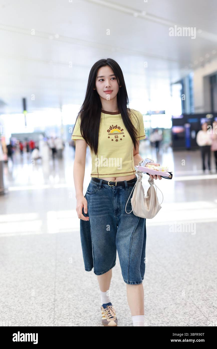 Chinese actress He Qiu appears at the airport in Shanghai, China, 30 ...