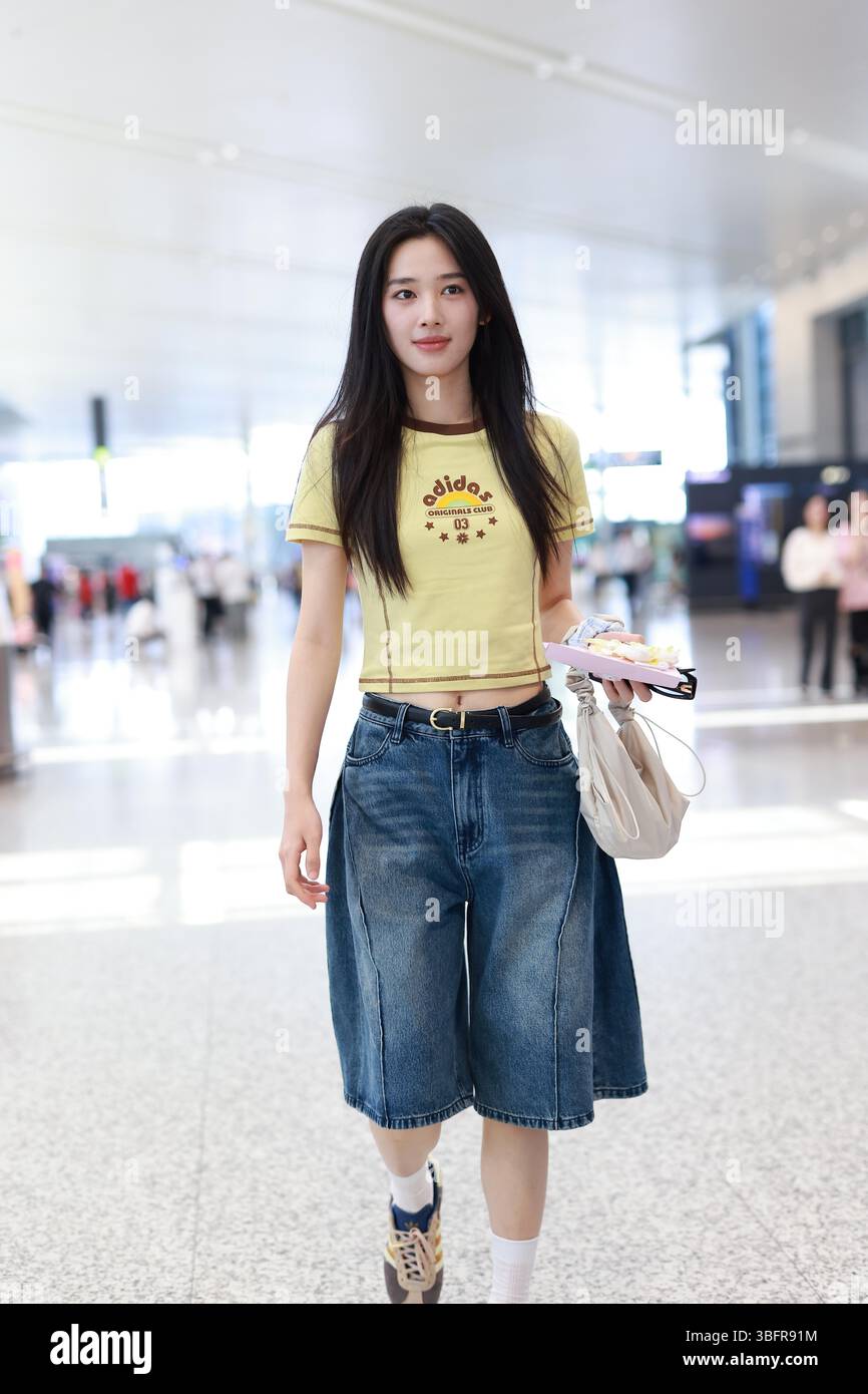 Chinese actress He Qiu appears at the airport in Shanghai, China, 30 ...