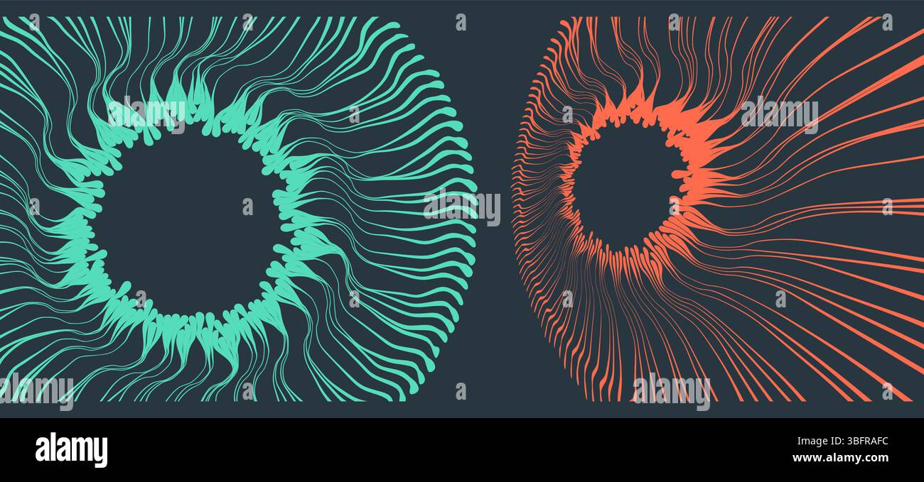 Magic portal hole made from many curved strips. Abstract energy vortex teleport. Virtual reality ...
