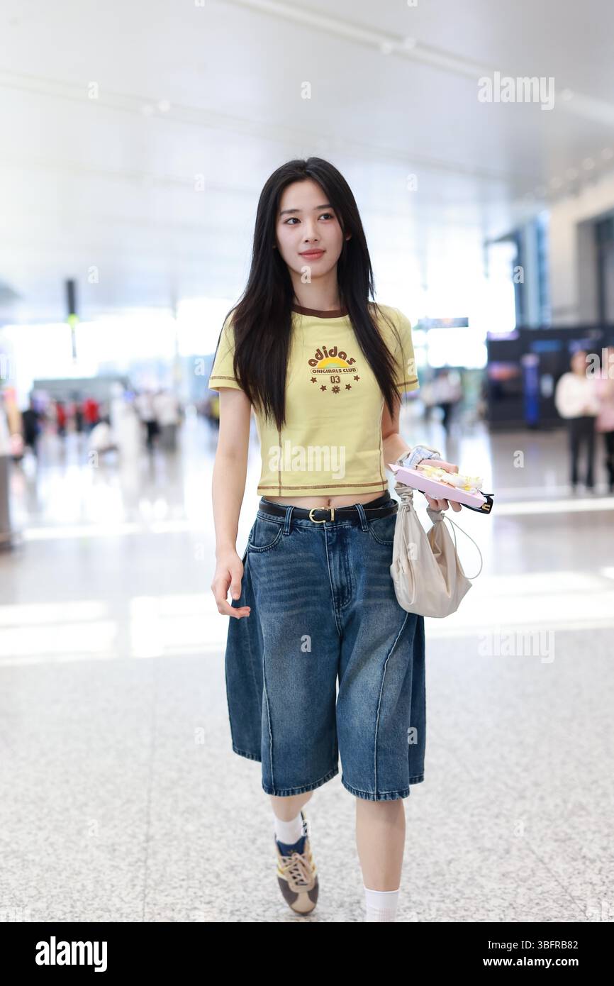 Chinese actress He Qiu appears at the airport in Shanghai, China, 30 ...