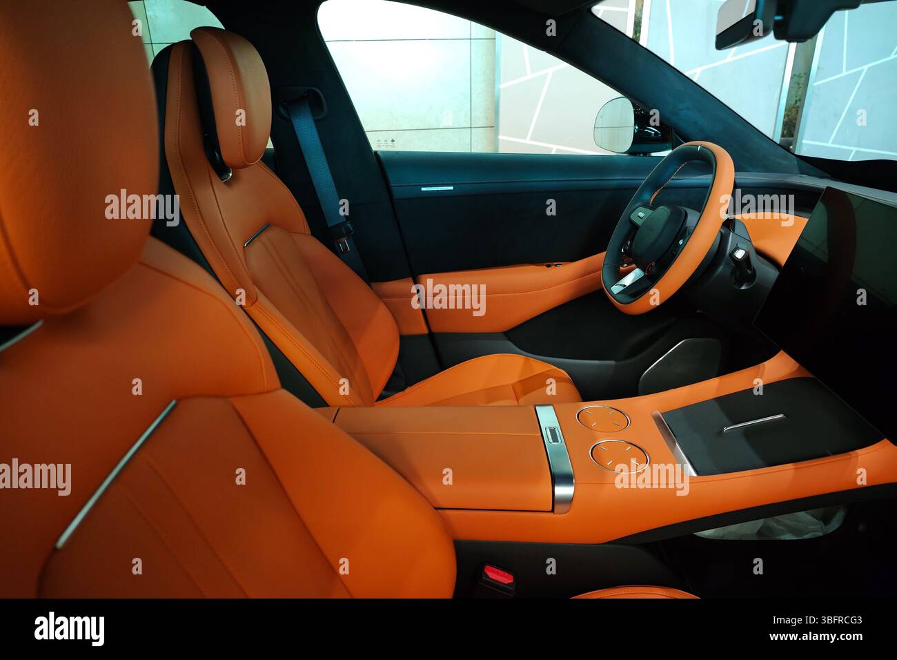 A Xiaomi YU7 electric vehicle in the iapm of the China World Trade Center in Shanghai, China on ...