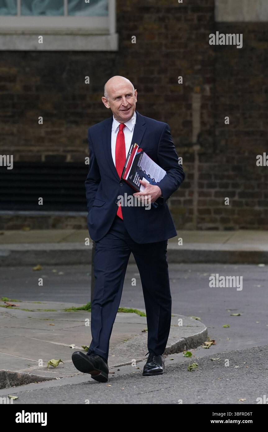 Defence Secretary John Healey arrives in Downing Street, London, for a ...