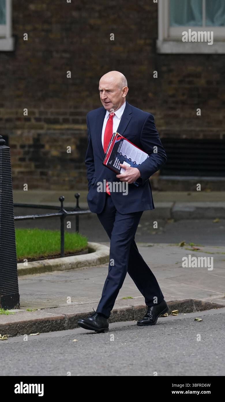 Defence Secretary John Healey arrives in Downing Street, London, for a ...