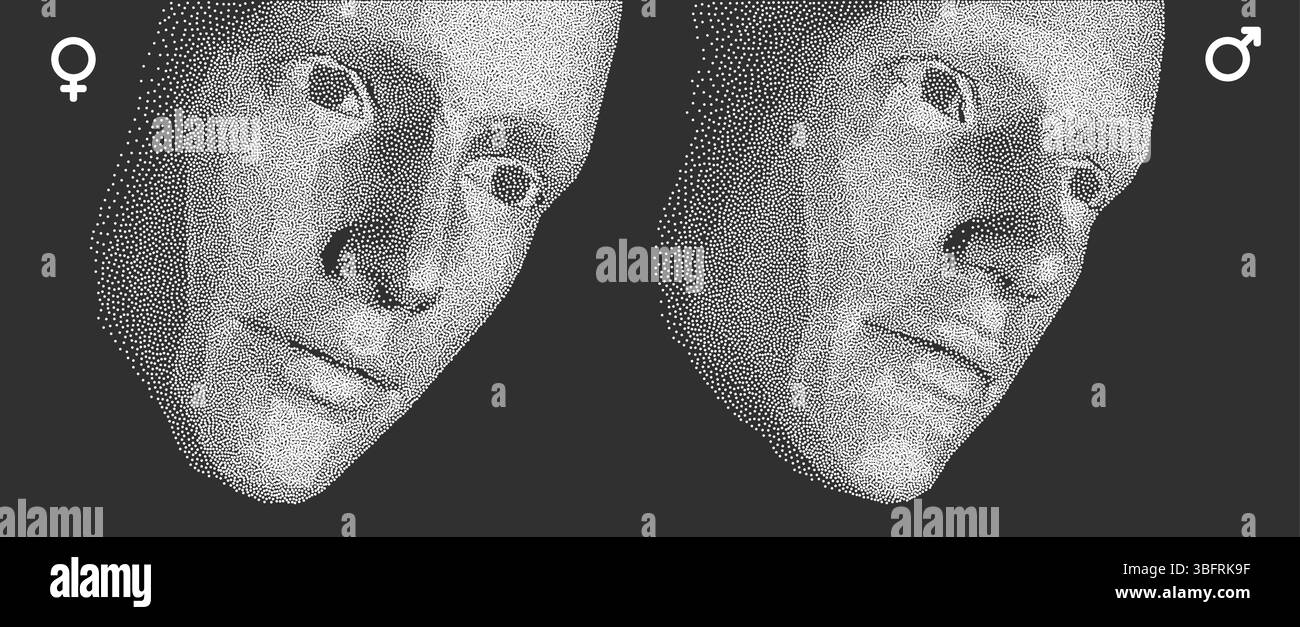 Network forming AI human face. Technology and robotics concept ...