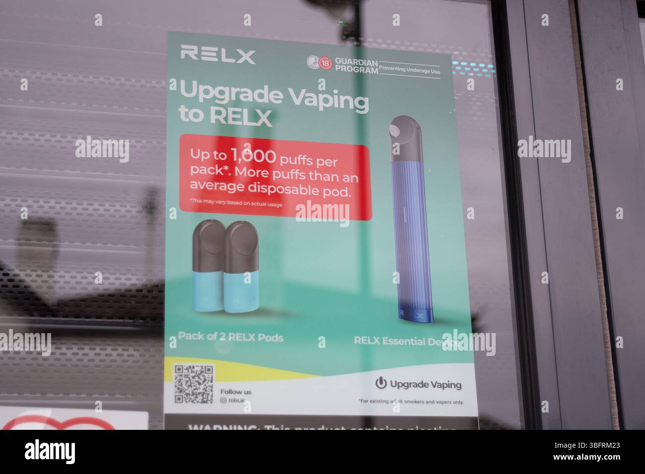 Windsor, Berkshire, UK. 3rd June, 2025. An advert for vapes in a corner ...