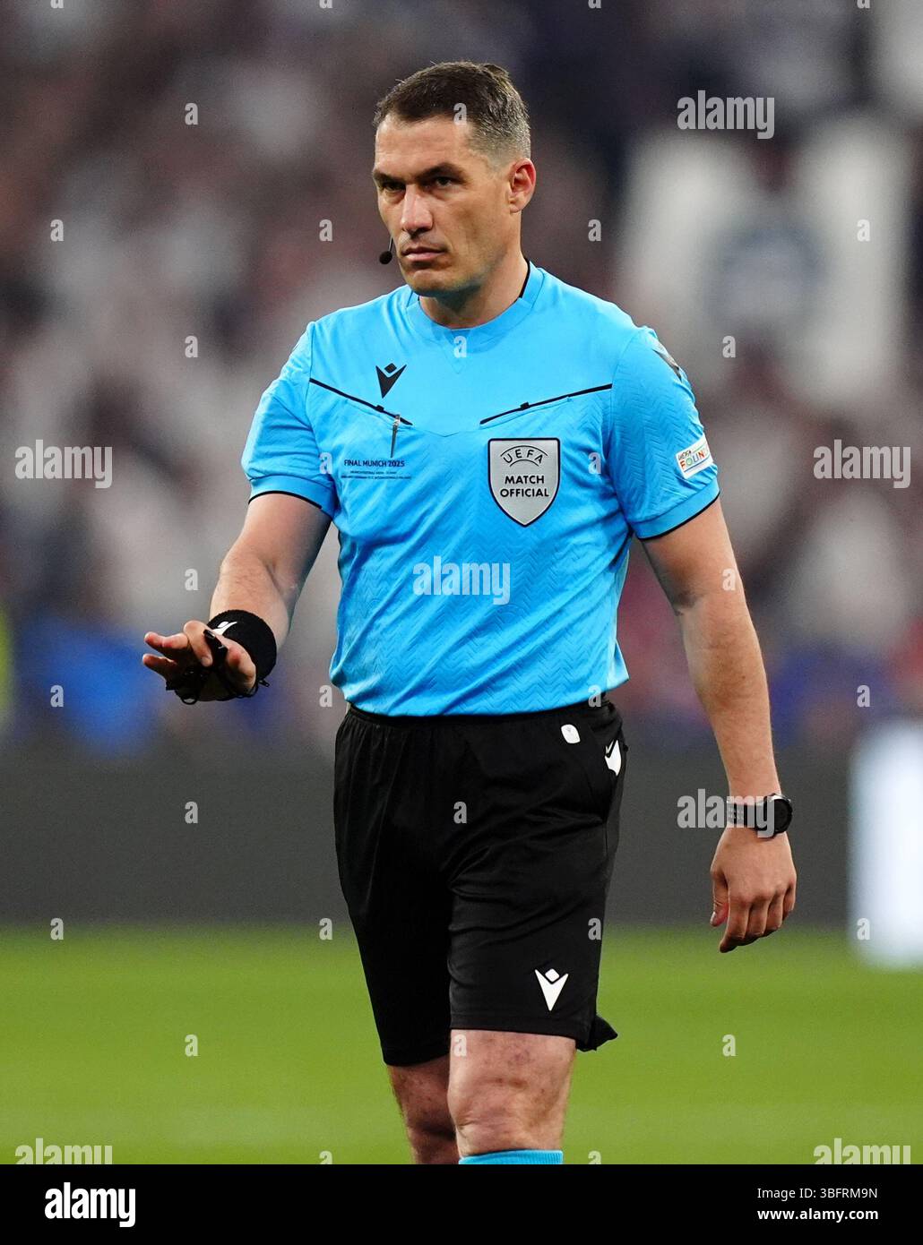 Referee Istvan Kovacs during the UEFA Champions League final at the Munich Football Arena ...