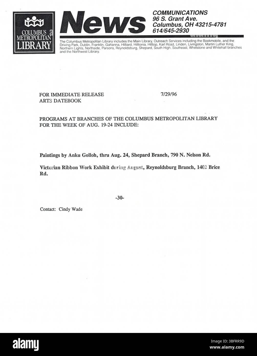 A batch of Columbus Metropolitan Library press announcements from July ...