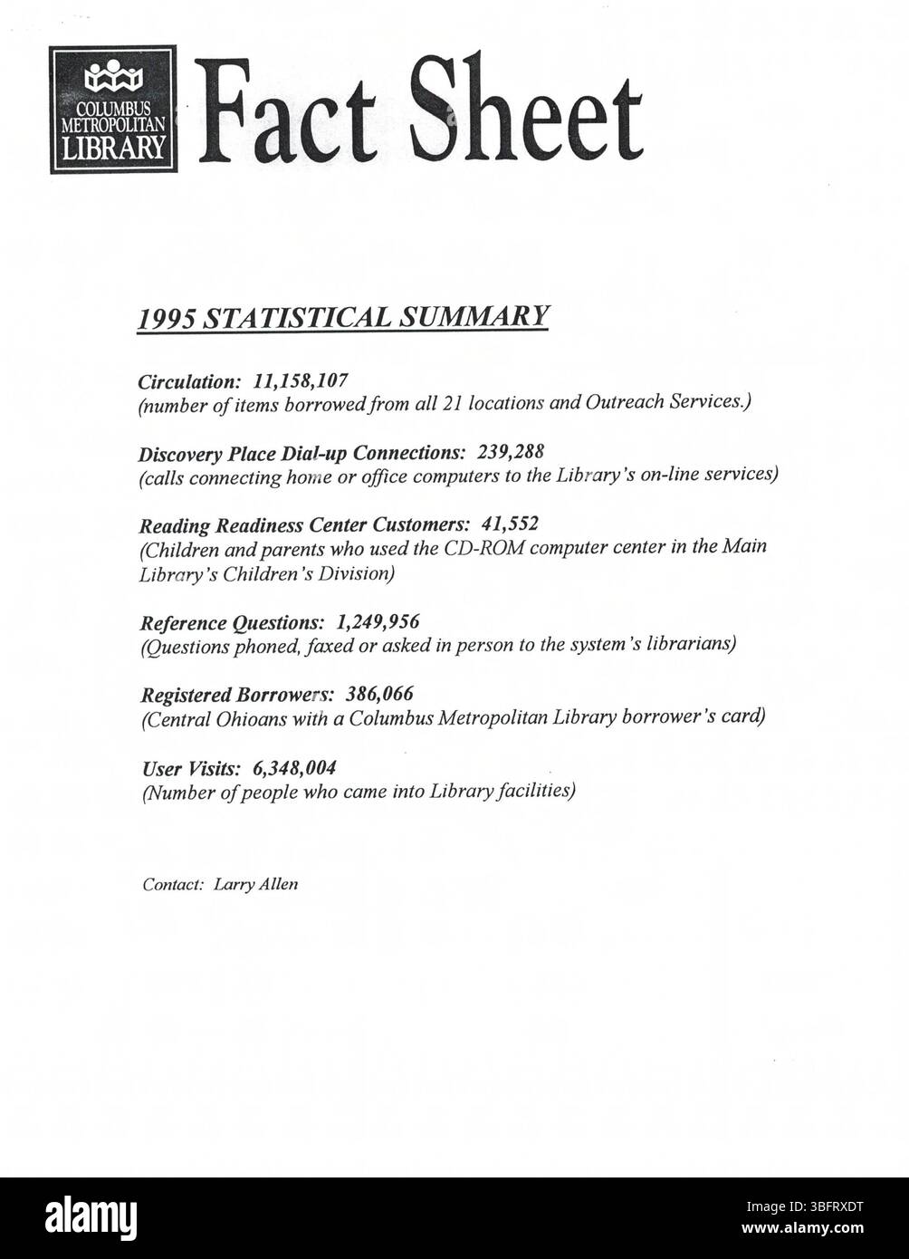 January 1996 library press releases from Columbus Metropolitan Library ...