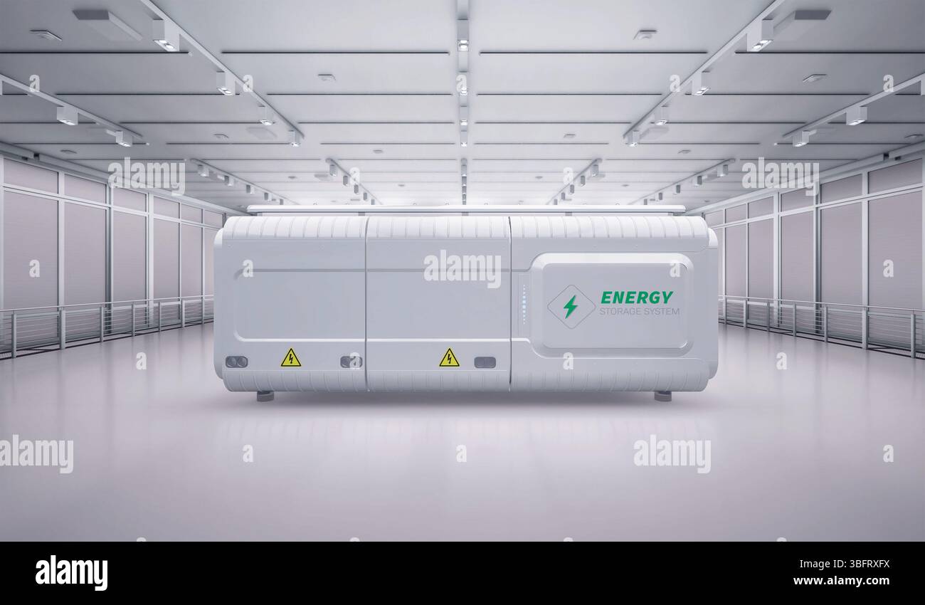 3d rendering energy storage system or battery container unit in factory ...