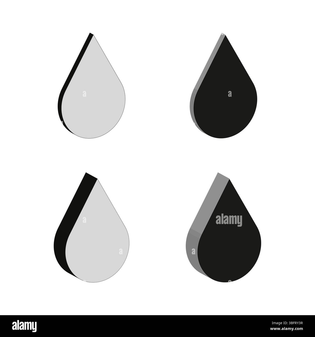 Water droplet icon. Liquid drop shape. Glossy vector symbol. Black and ...