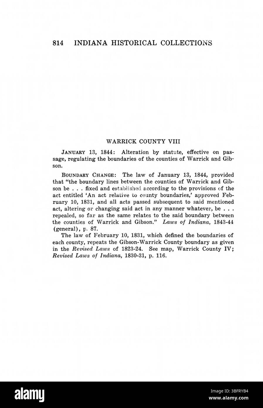 Page 830 of *Indiana Boundaries*, reprinted in 1967 by the Indiana ...