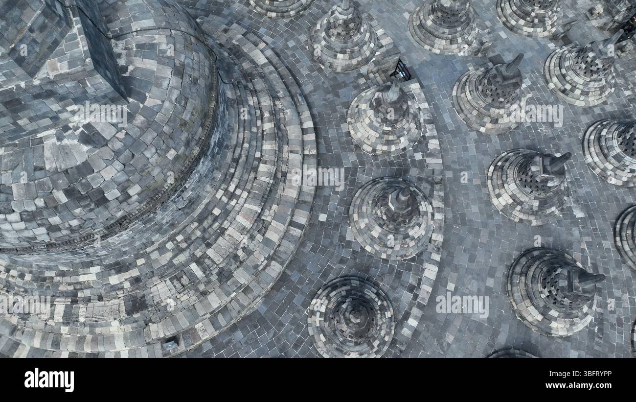 Multiple bells with buddha inside. Borobudur Temple in Yogyakarta, Java ...