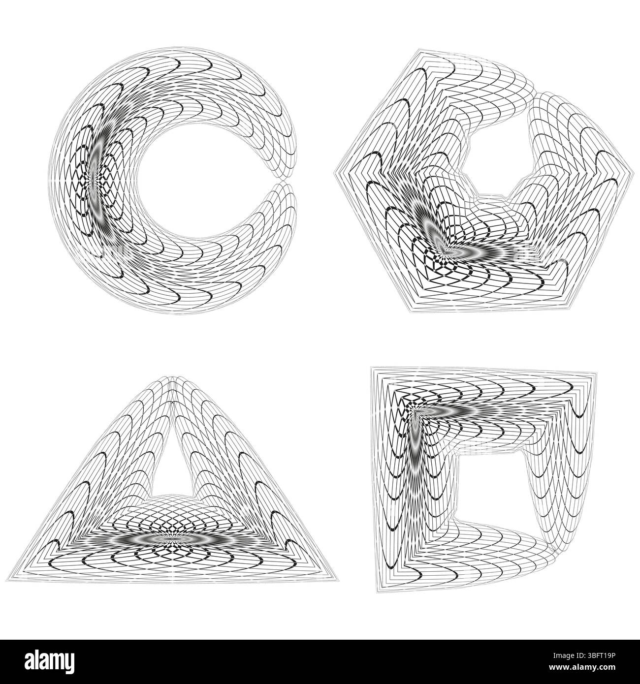 Wavy shape icons. Geometric contour forms. Vector abstract symbols ...