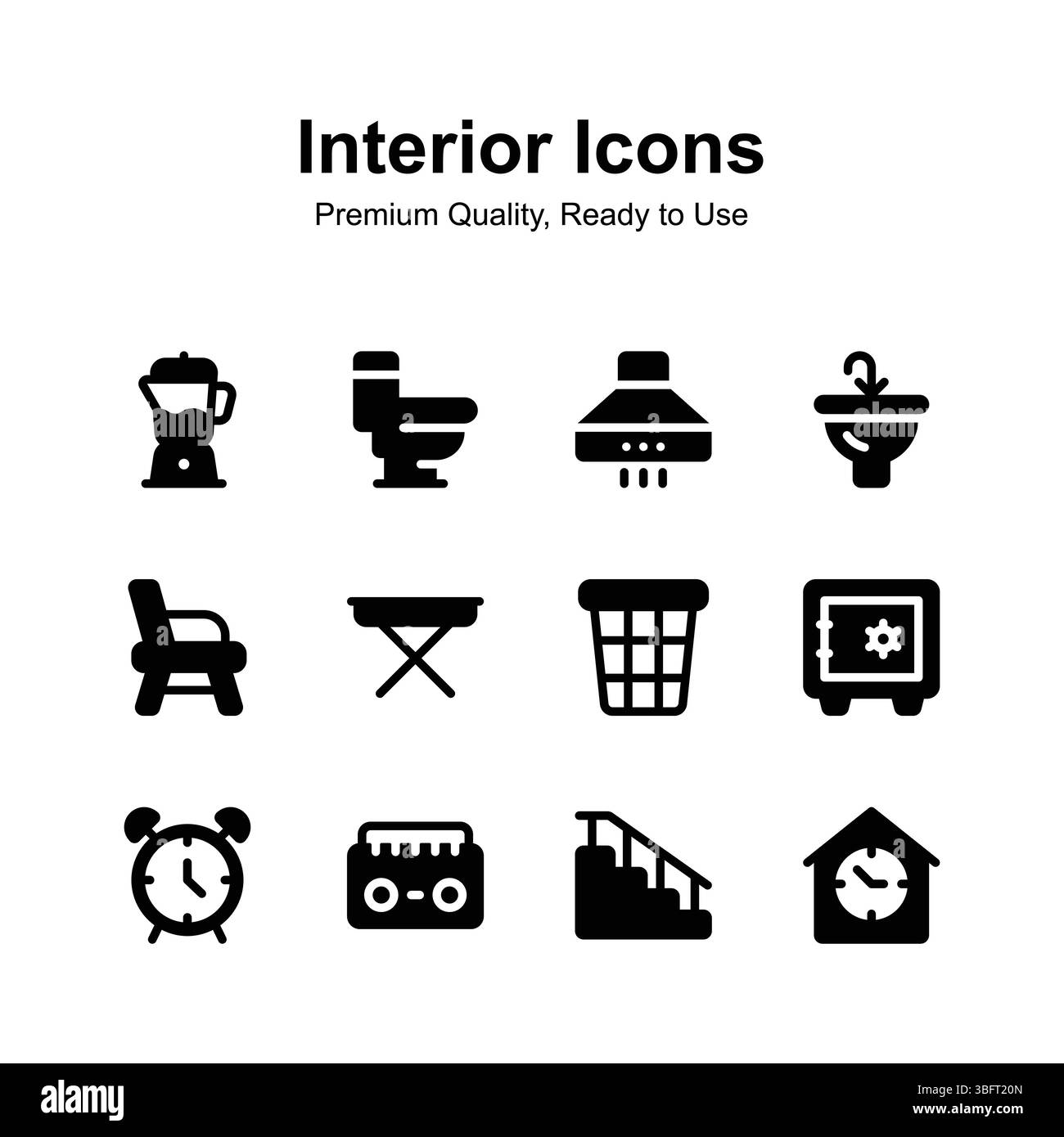 Creatively designed interior icons set, isolated on white background ...