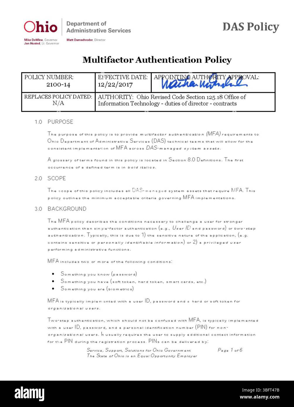 This policy, effective from December 22, 2017, outlines the use of multifactor authentication to ...
