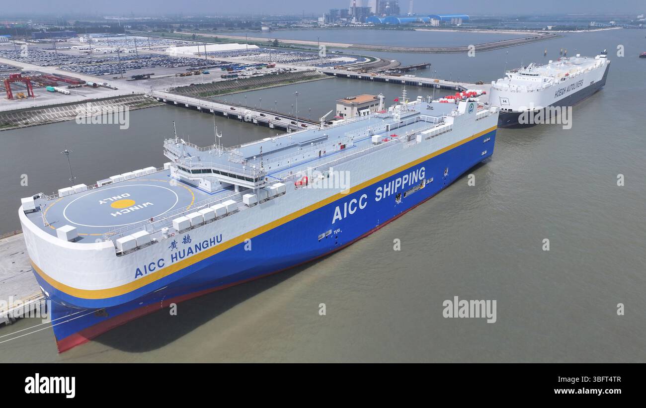 SUZHOU, CHINA - JUNE 3, 2025 - A cargo ship load automobiles for export ...