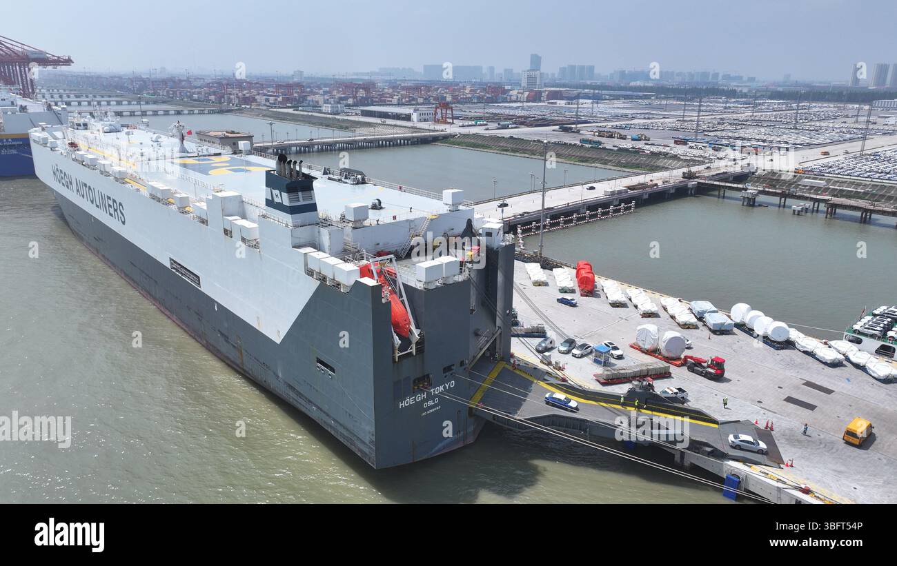 SUZHOU, CHINA - JUNE 3, 2025 - A cargo ship load automobiles for export ...