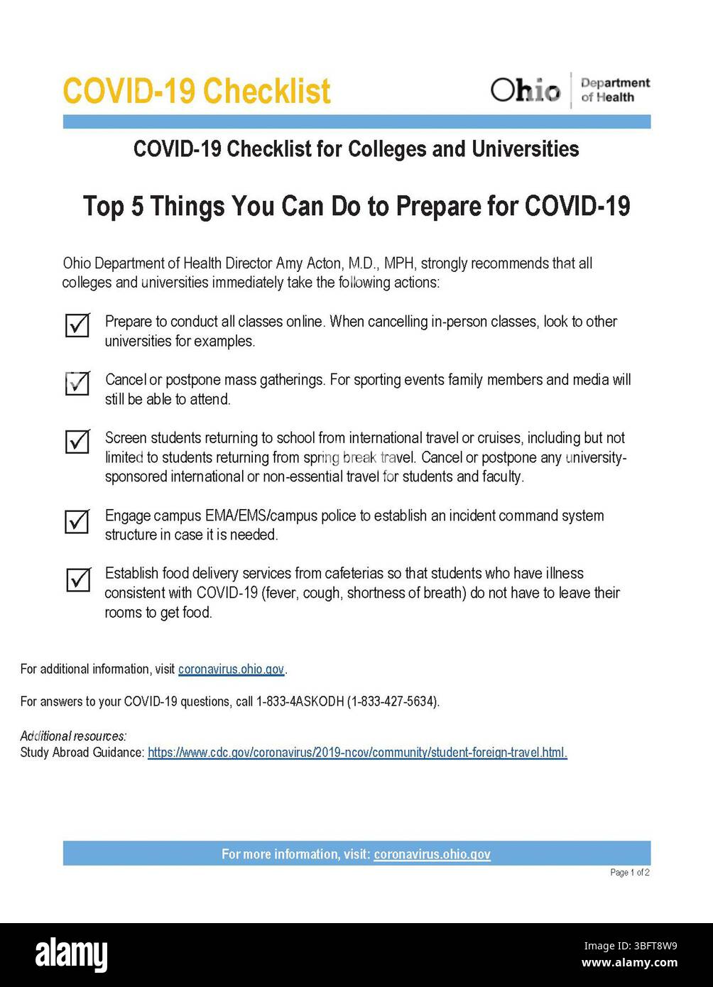 A checklist offering the top 5 preparation steps for colleges and ...