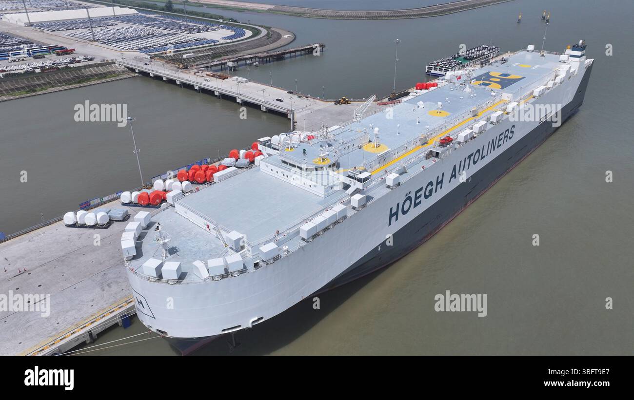 SUZHOU, CHINA - JUNE 3, 2025 - A cargo ship load automobiles for export ...