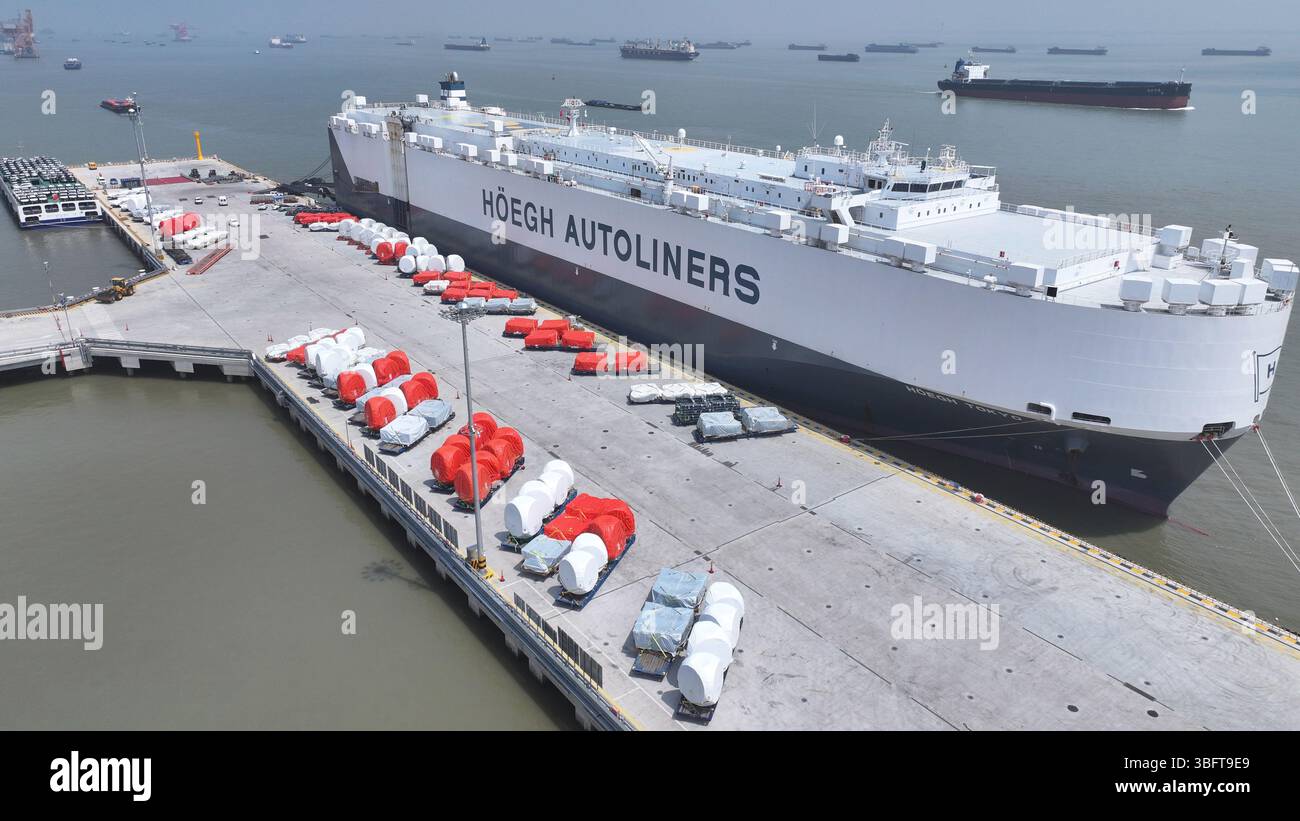 SUZHOU, CHINA - JUNE 3, 2025 - A cargo ship load automobiles for export ...