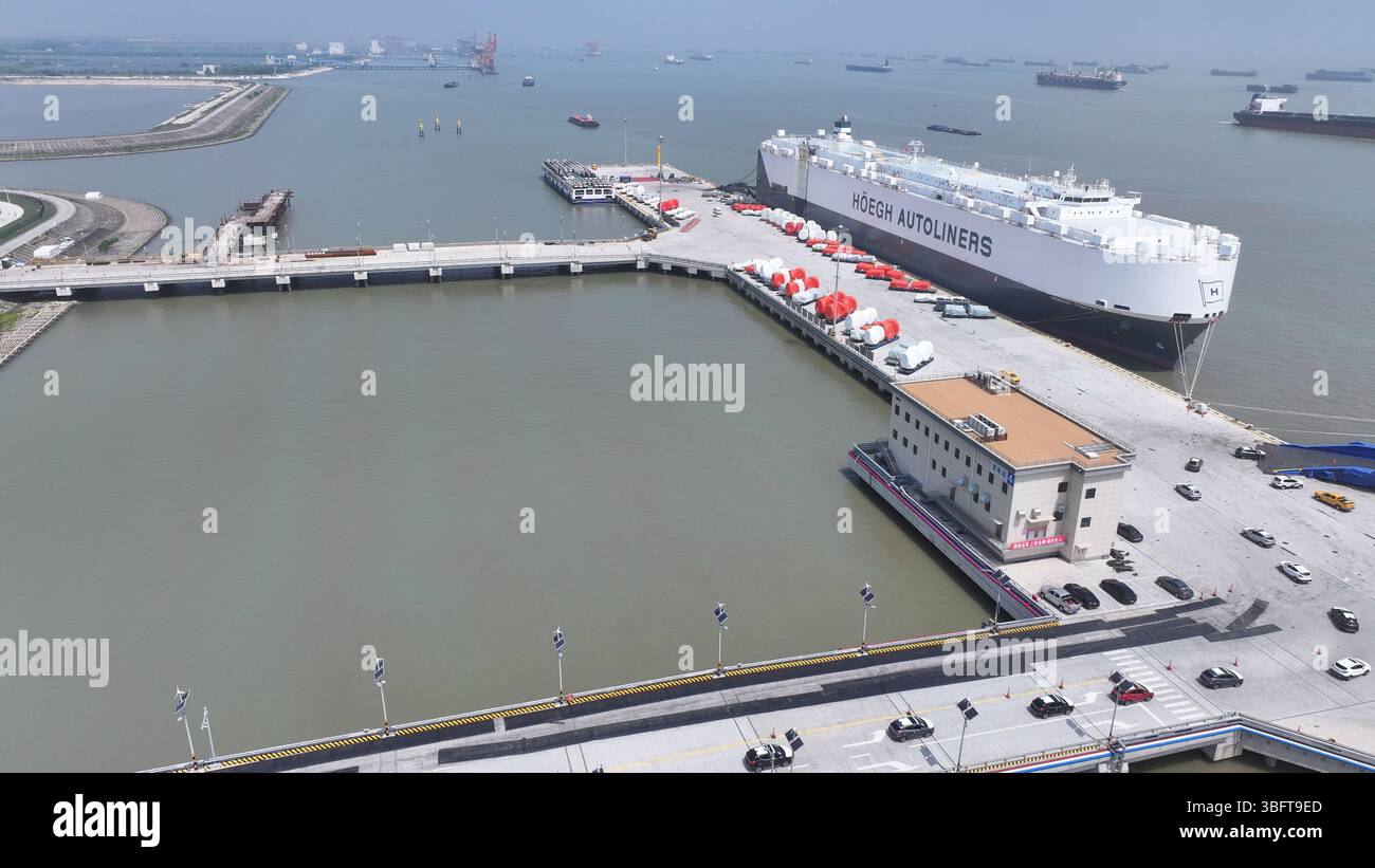SUZHOU, CHINA - JUNE 3, 2025 - A cargo ship load automobiles for export ...