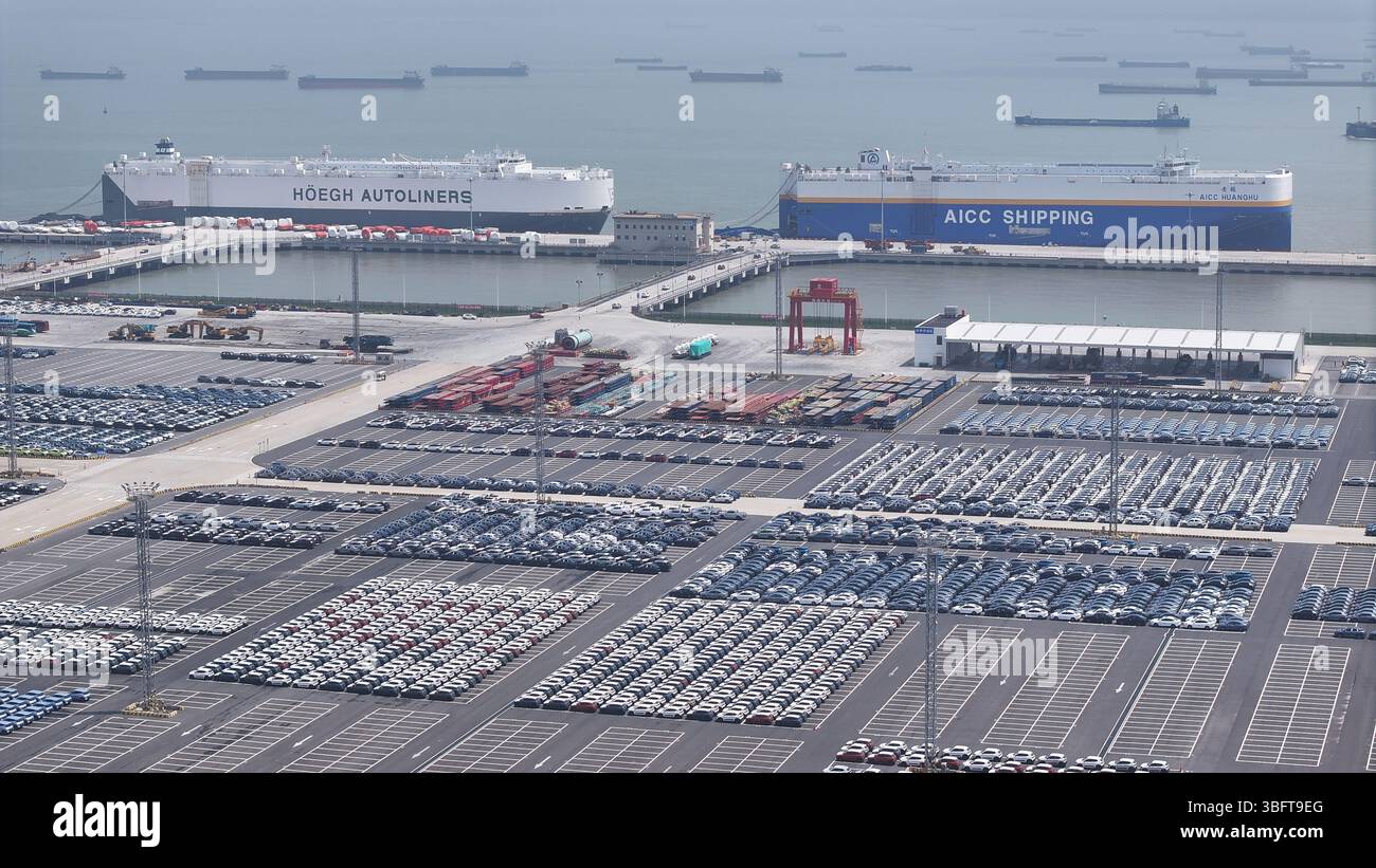 SUZHOU, CHINA - JUNE 3, 2025 - A cargo ship load automobiles for export ...