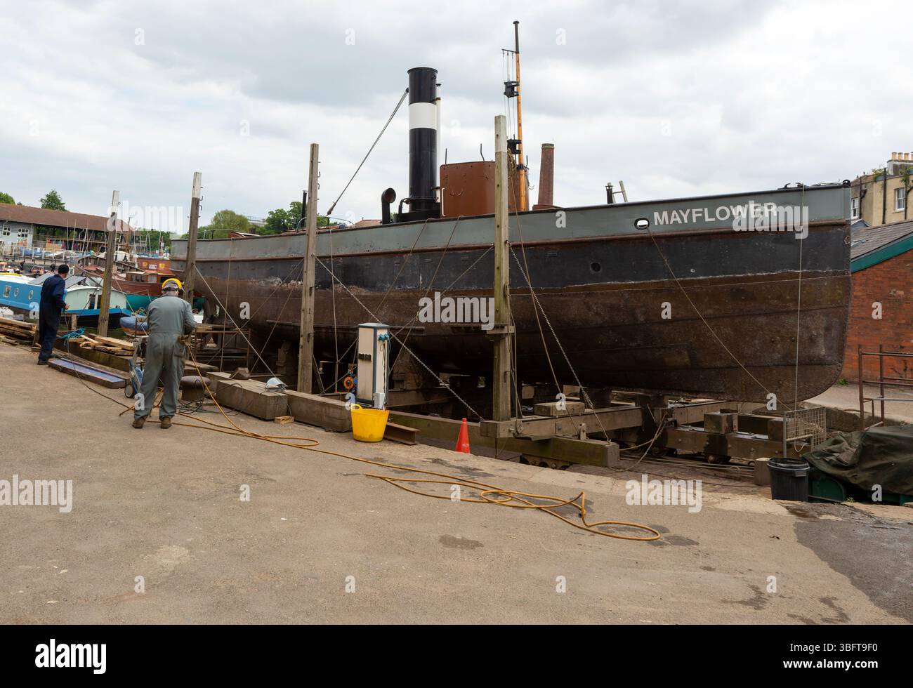 Historic steam tugboat Mayflower 1861 being repaired on the Patent Slip ...