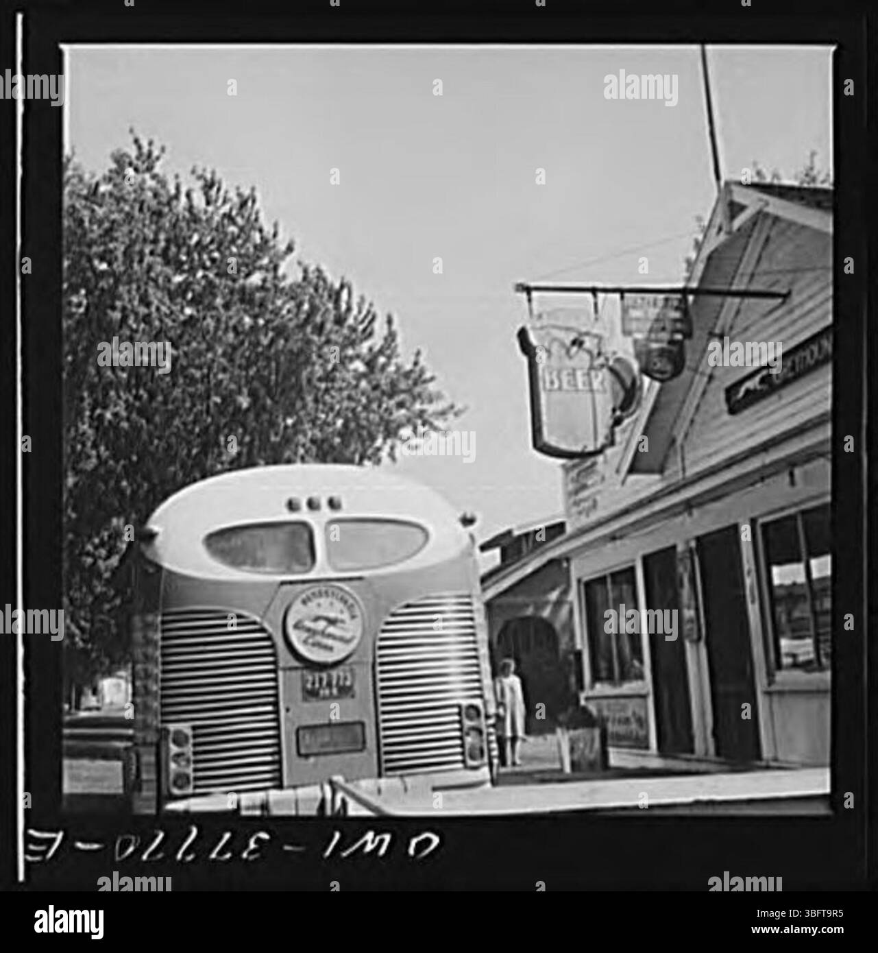 This image shows a Greyhound bus stopped at a rest area in Indiana ...