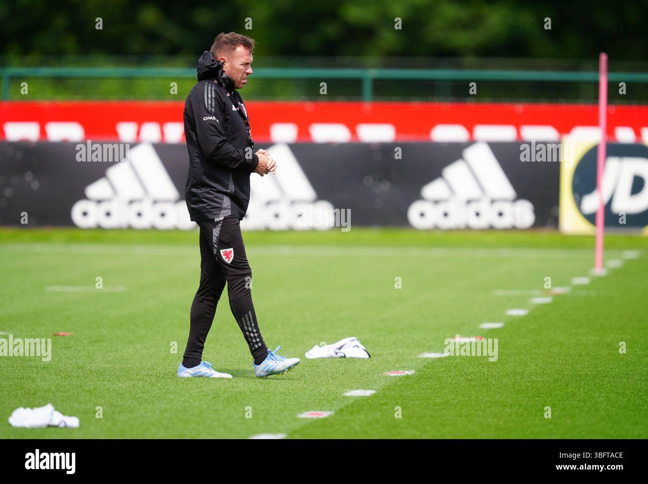Wales' head coach Craig Bellamy during a training session at the Vale ...