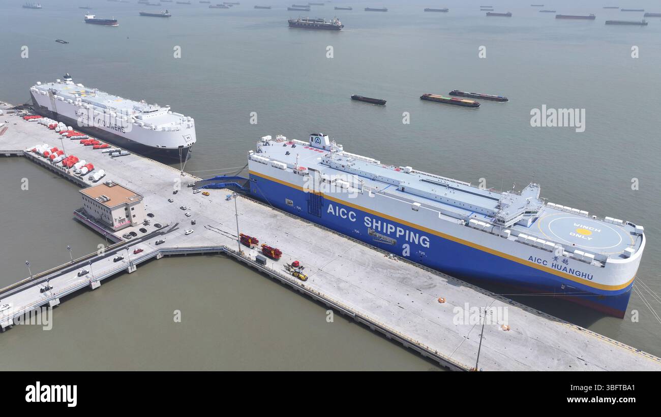 SUZHOU, CHINA - JUNE 3, 2025 - A cargo ship load automobiles for export ...