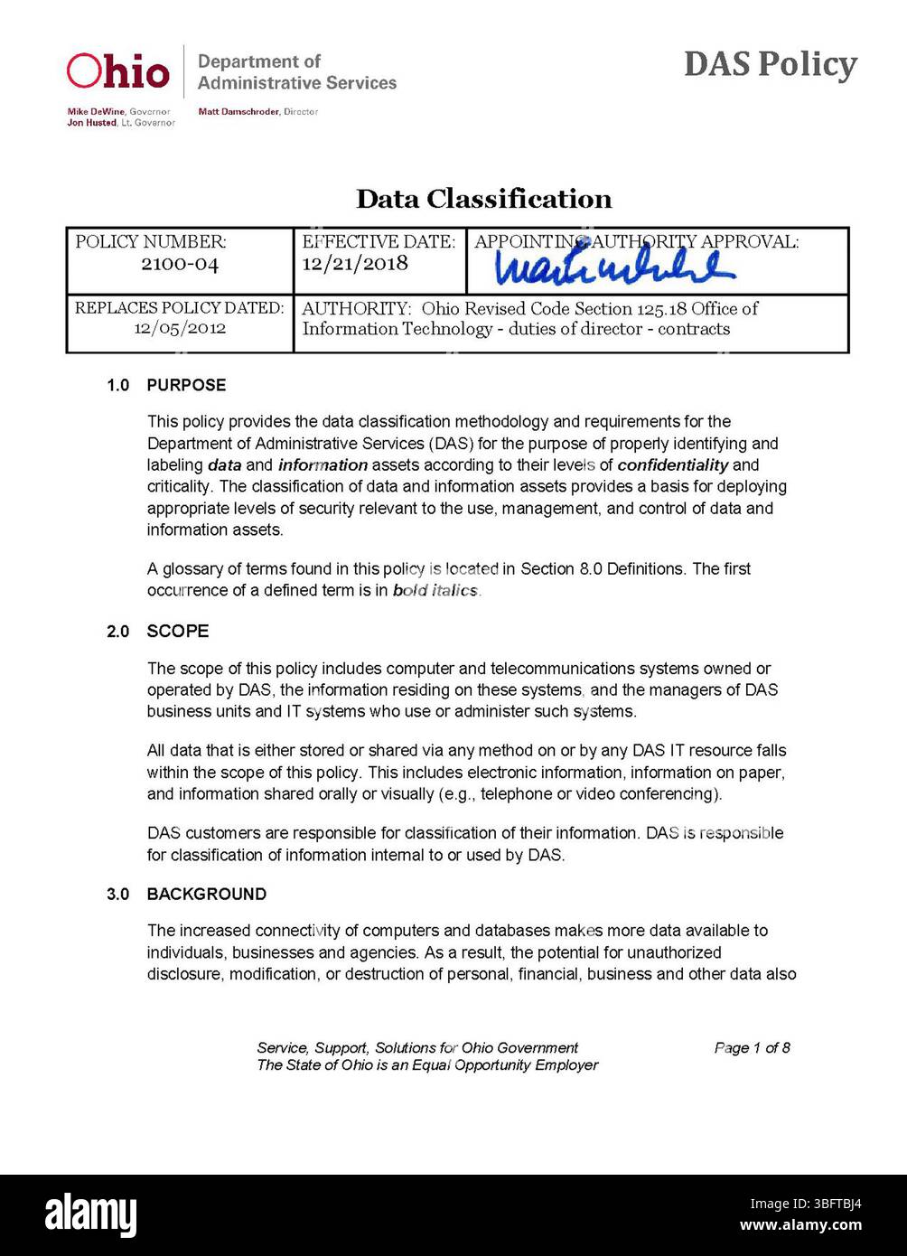 This document outlines the updated data classification policy effective ...