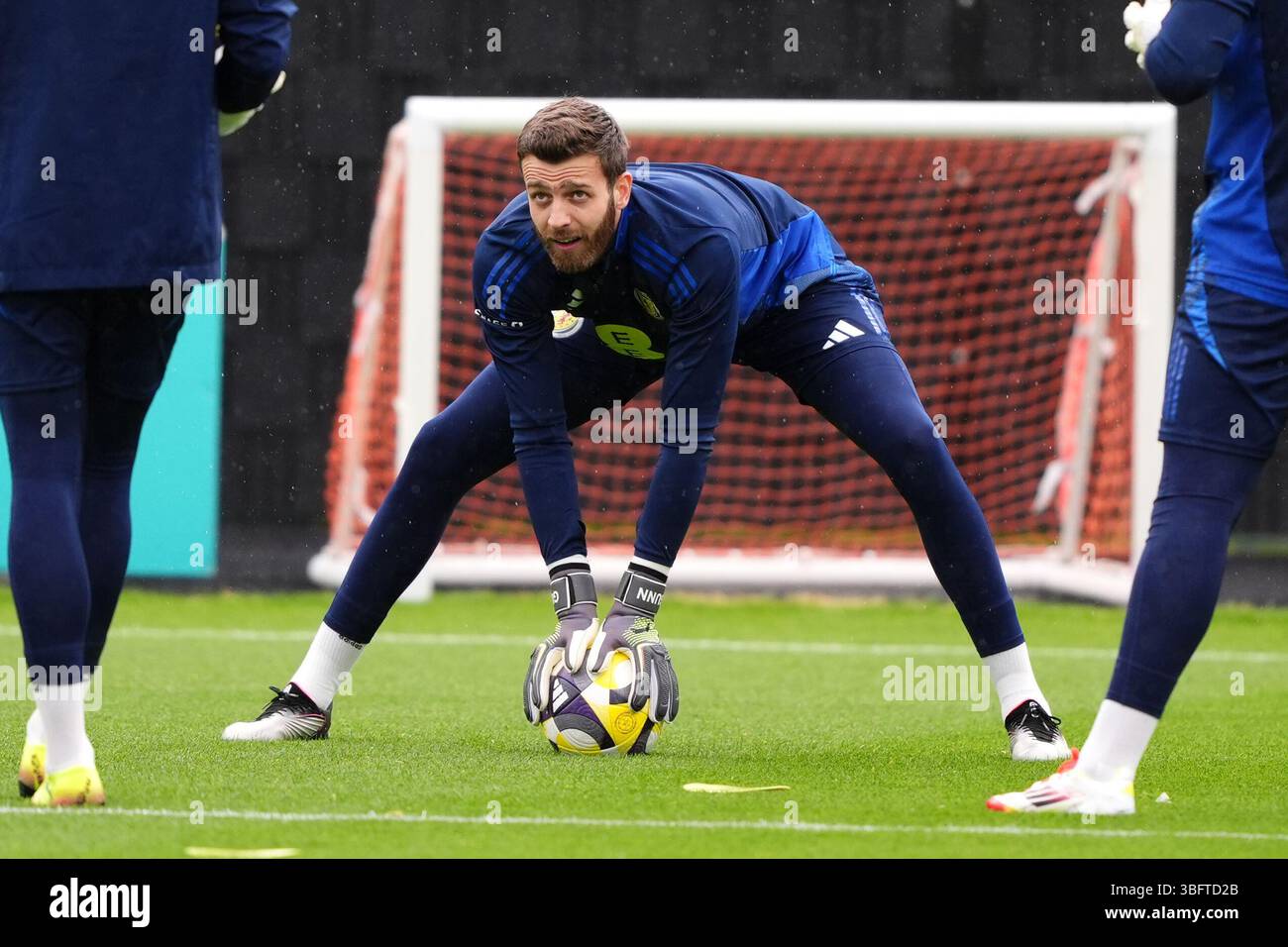 Scotland's Angus Gunn during a training session at Lesser Hampden ...