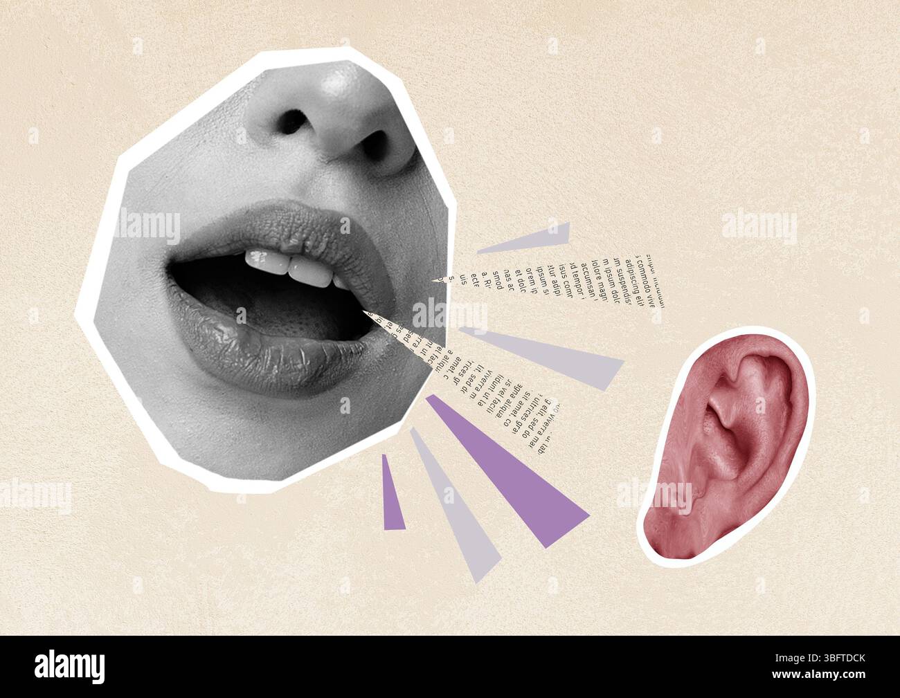 Communication between mouth and ear illustrated through creative ...